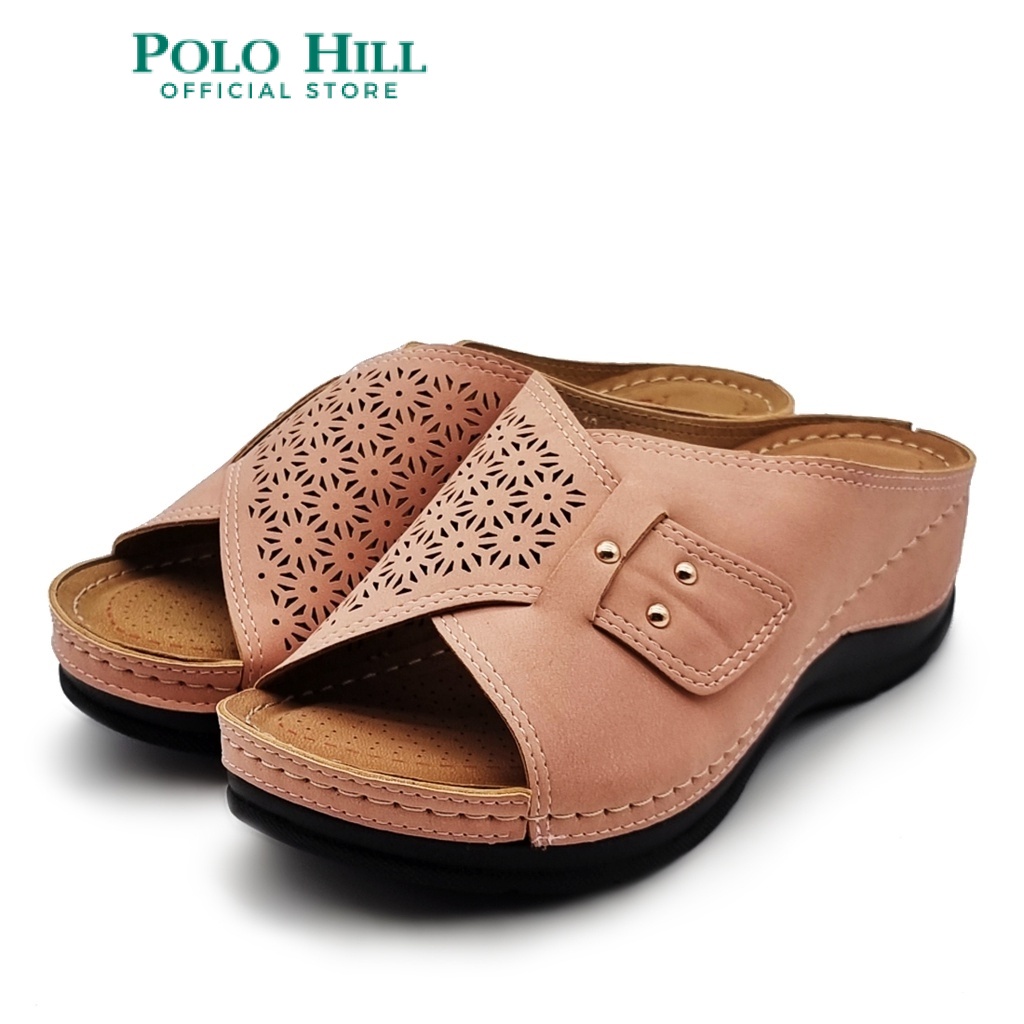 POLO HILL Ladies Open Toe Wedge Shoes PLSW-LS5061 (Black/Pink) | Shopee ...