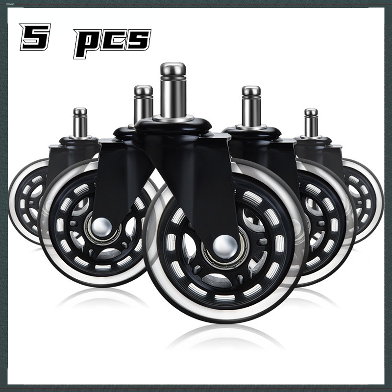 5PCS Replacement Office Chair Caster Wheels 3 Inch Swivel Rubber ...