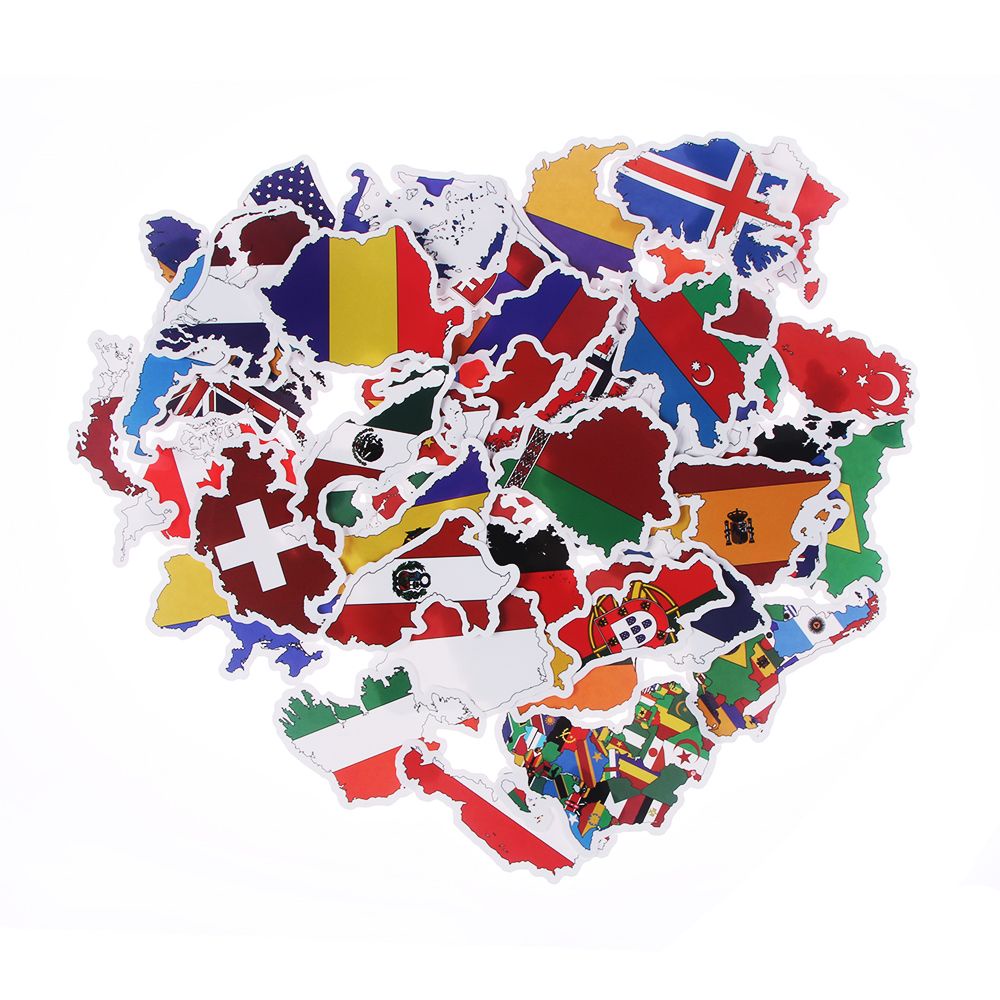 National Flag Country Map Stickers World Flag Stickers Pack 50 Pcs ...