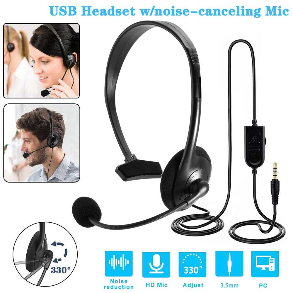 USB Wired Headset with Mic Noise Cancelling Headphone for Computer ...