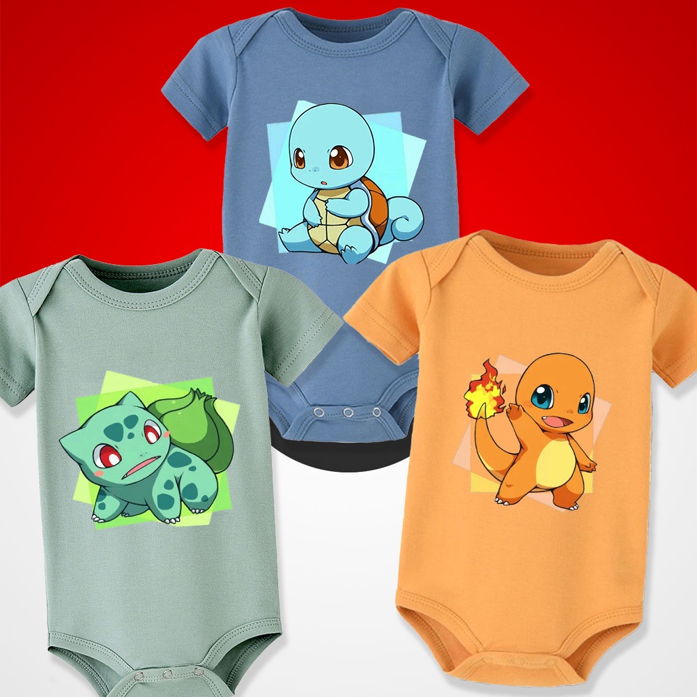 Cartoon Cute Pokemon Bulbasaur Squirtle Charmander Newborn Romper ...