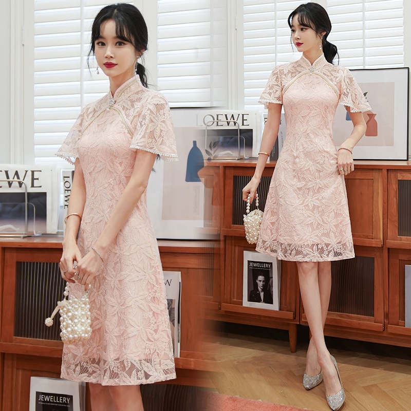 Plus Size 5XL Chinese Traditiona Vintage Lace Improved Cheongsam Summer ...