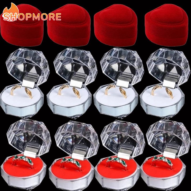 Fashion Transparent Earrings Plastic Storage Box Proposal Ring Jewelry ...