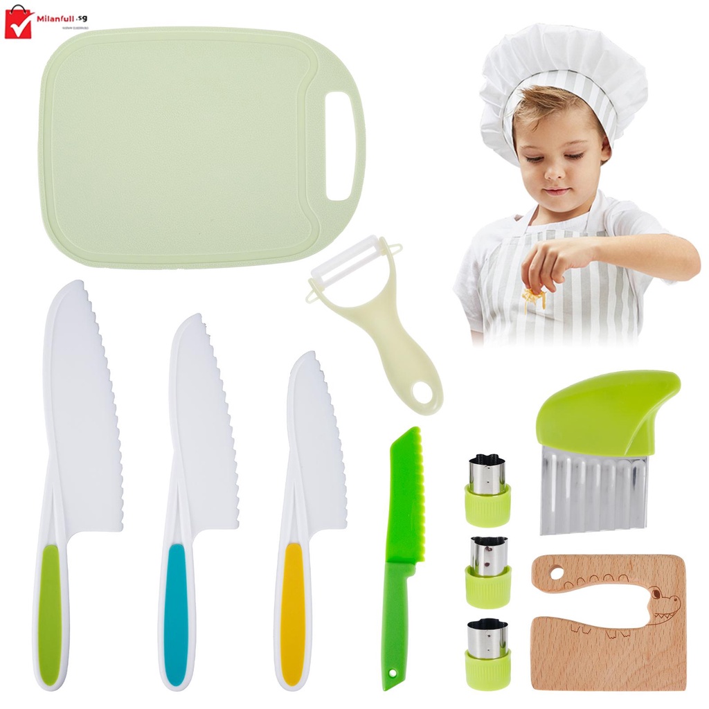 11Pcs Toddler Cutter Set with Cutting Board Portable Plastic Kitchen ...