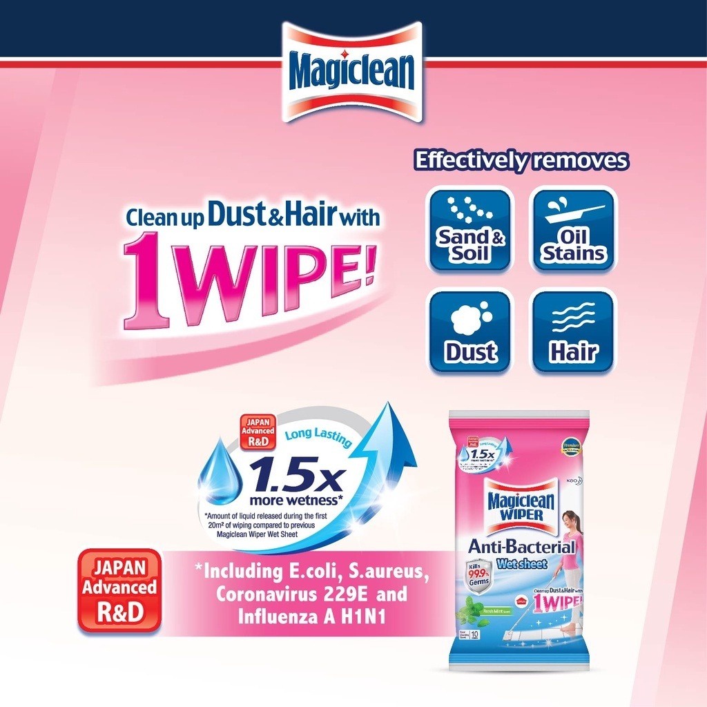 MAGICLEAN Anti Bacterial Wiper Wet Sheet - Mint (10s) | Shopee Singapore