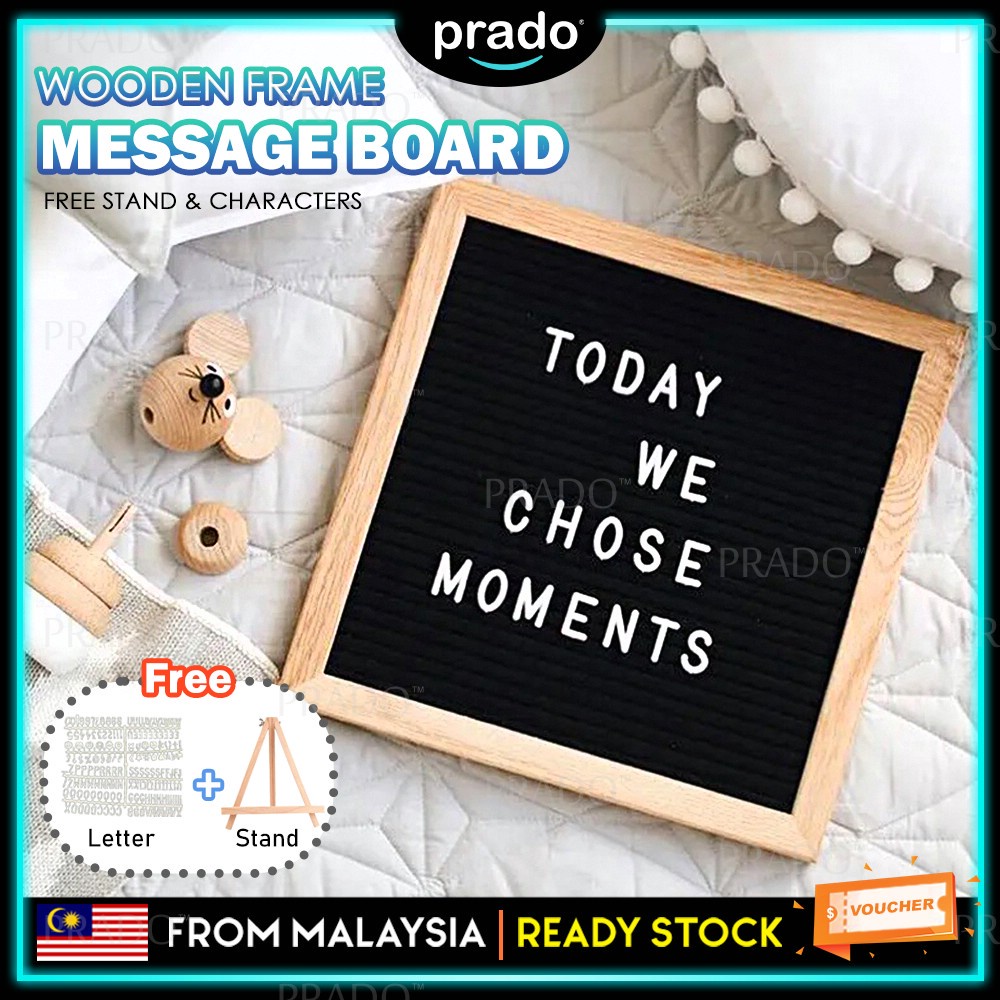 PRADO DIY Wooden Frame Changeable Alphabet Symbol Felt Letter Board Set ...