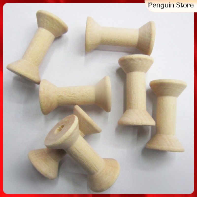 20pcs 5cm Vintage Natural Wooden Empty Thread Spool Coils Bobbin Tool ...