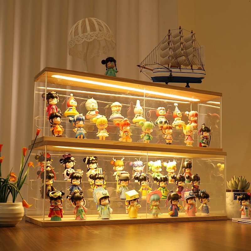 LED Light Acrylic Transparent Display Case Blind Box Lego Popmart ...