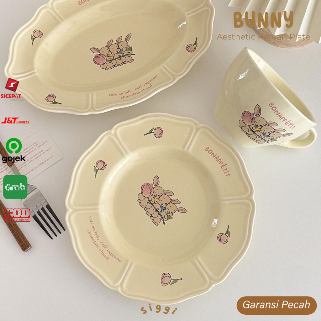[siggi] Bunny Korean Rabbit Aesthetic Plate/Rabbit Motif Ceramic ...