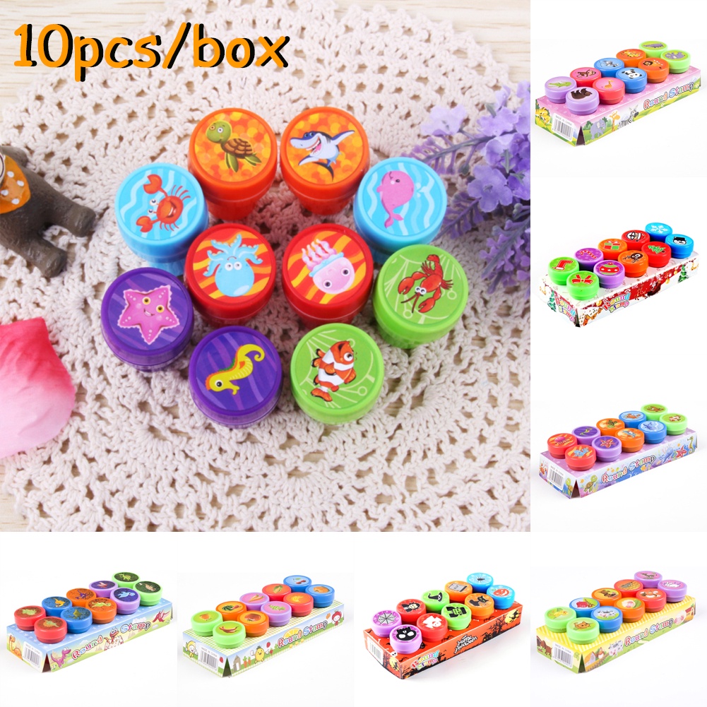 10pcs/box Kids Cartoon Stamp Chop Baby Early Education Toys Dinosaur ...