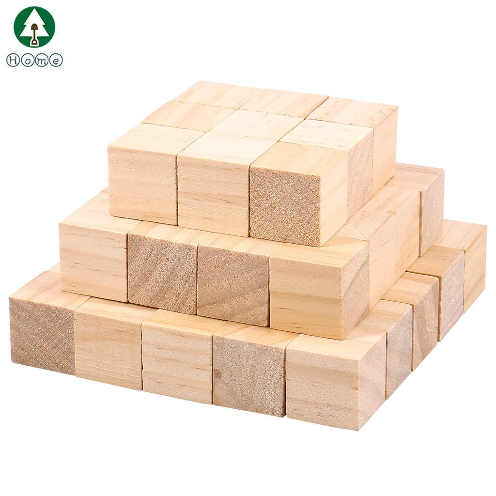 50Pcs Wood Blocks for Crafts Pine Wood Square Blocks 1 Inch Unfinished ...