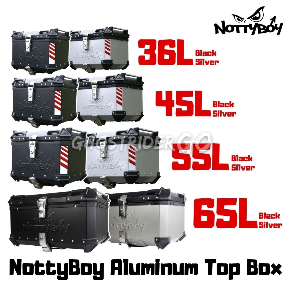 Nottyboy Heavy Duty Aluminium Top Box Flat Design with Solid Steel Universal Base Plate ...