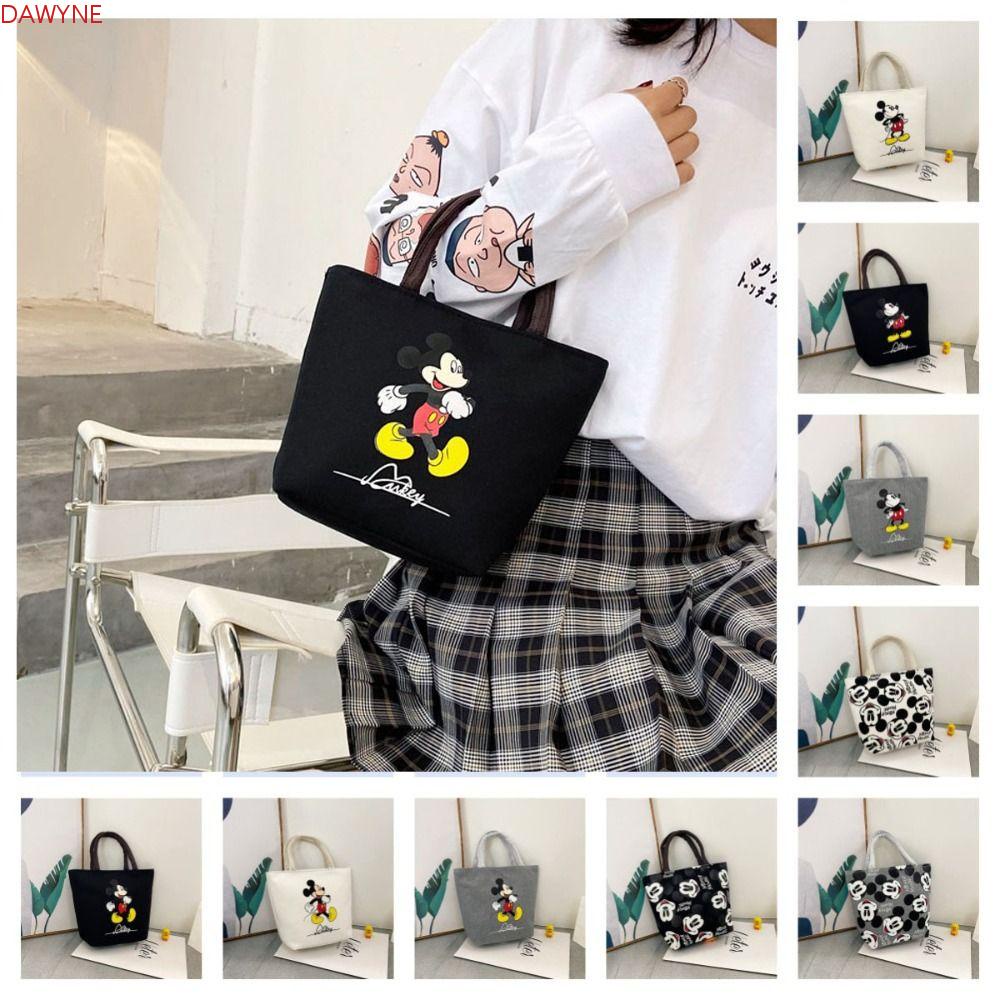 DWAYNE Mickey Mouse Canvas Tote Bag, Zipper Cartoon, Cute ...