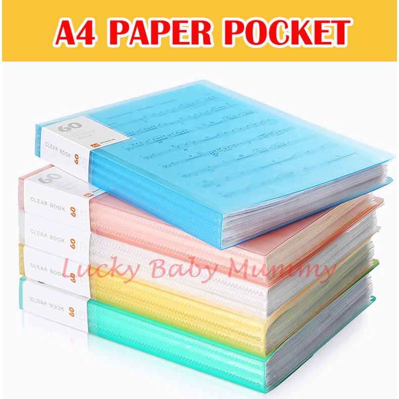 [20/30/40/60 pockets] A4 Clear Display Book Pocket Plastic File Folder ...