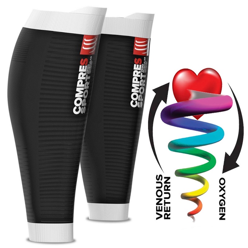 Compressport R2 Oxygen Calf Sleeves - Black | Calf Compression Sleeves ...