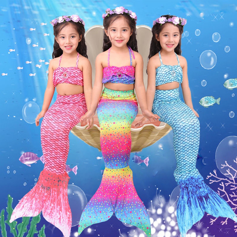 Children's Mermaid Swimsuit 3-12 years old Tail Princess Dress Set ...