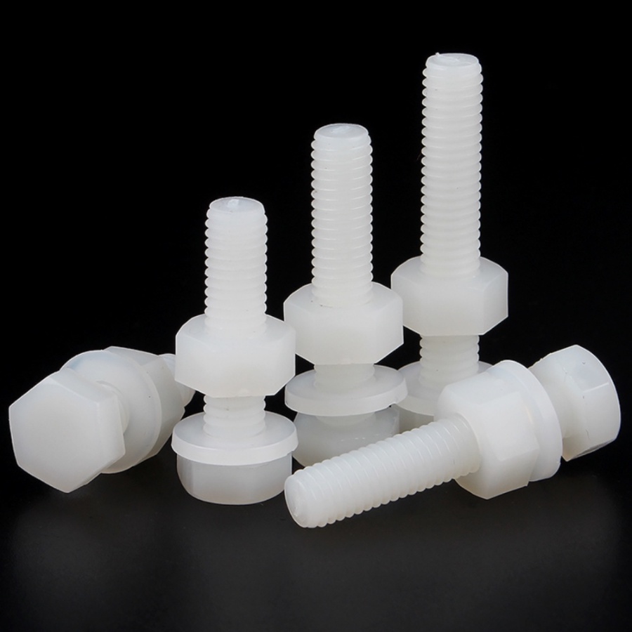 White Nylon External Hexagon Screw Nut Washer Combination Set Plastic ...