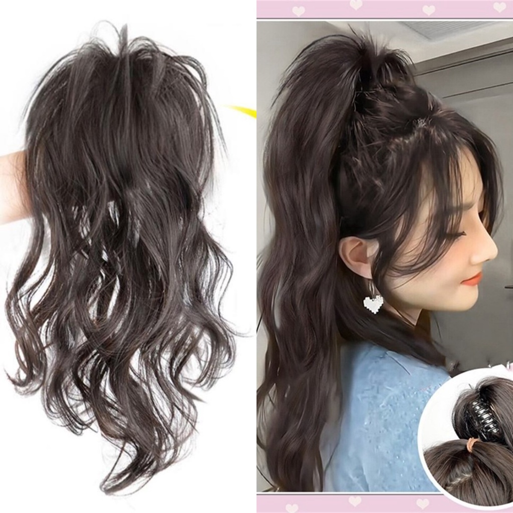 Princess Style Long Wavy Hair High Ponytail Wig For Girls Half Tied ...
