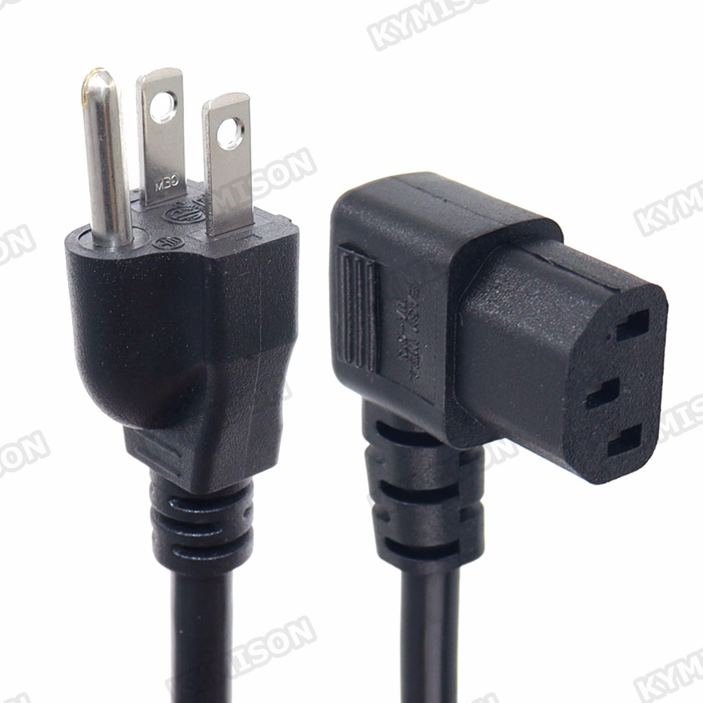 US to IEC320 C13 Right Angle/Left Angle Power Cord American NEMA 5-15P ...