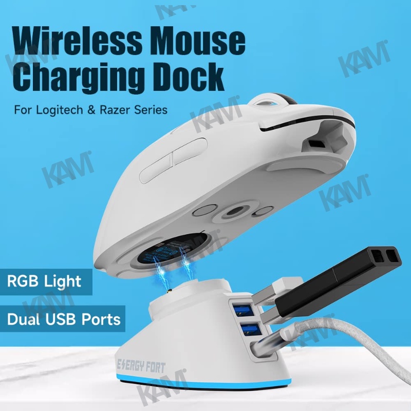 Kam RGB Gaming Mouse Wireless Charger + 2 USB For Logitech G403 G502 X ...