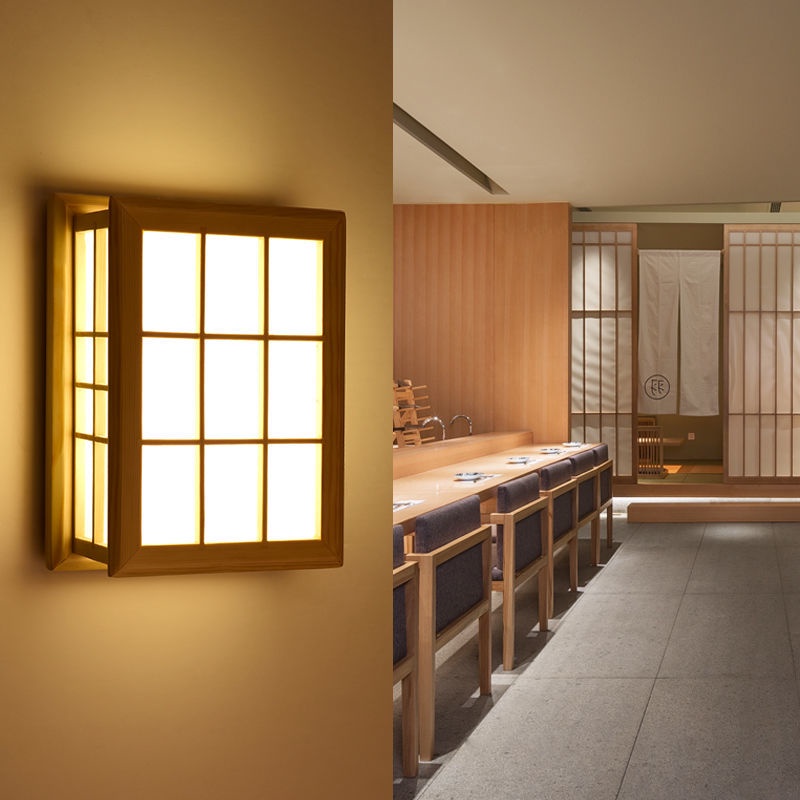 CIMI Japanese-Style Bedroom Wall Light Wabi-sabi style Wooden Wall Lamp ...