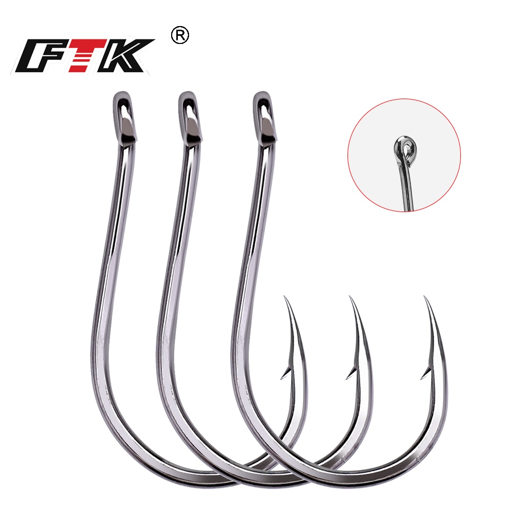 FTK 92669 Fishing Hook Ringed High Carbon Steel Barbed Hook Fishing Tool 50pcs/100pcs Fishing ...