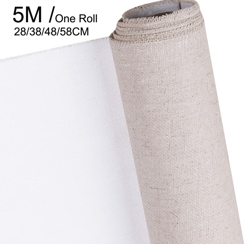 5M One Roll Linen Blend Primed Blank Canvas Layer Oil Painting acrylic ...