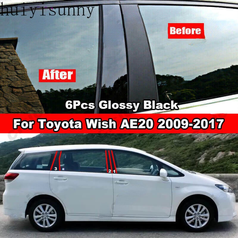 HYS For Toyota Wish AE20 2009-2017 6Pcs Glossy Black Car Window Door ...