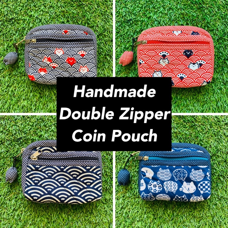 Handmade Double Zipper Fabric Coin Pouch | Shopee Singapore