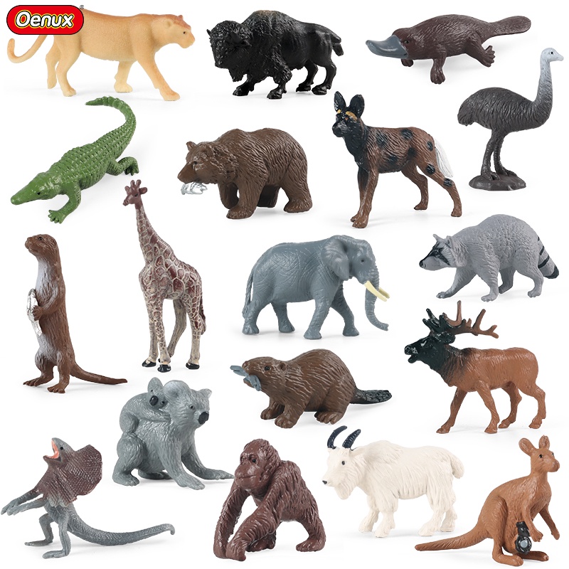 Forest Wild Animals Set Simulation Lizard Kangaroo Action Figures Model ...