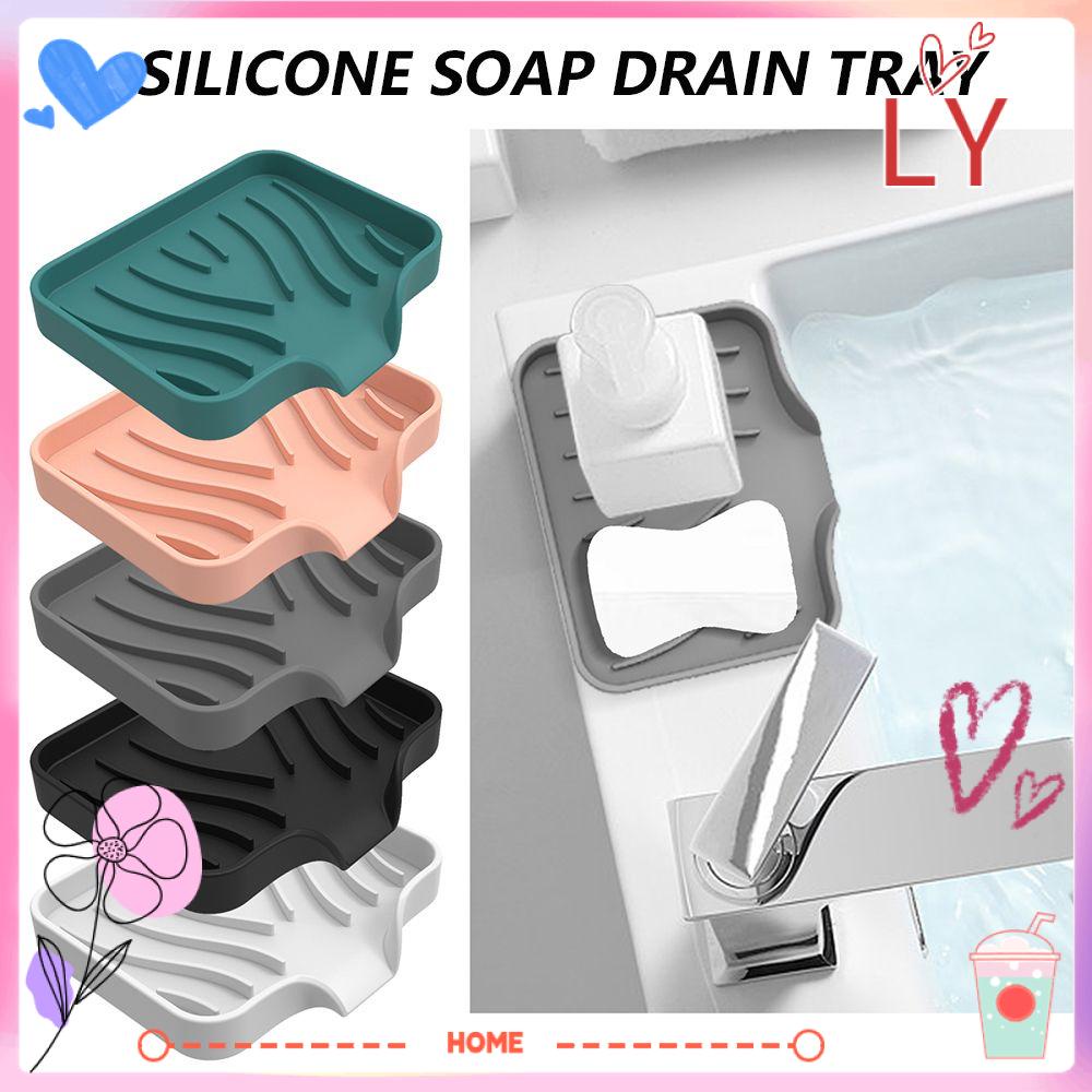 LY Soap Dish Silicone With Built-in Drain Lip Brush Sponge Bottles ...