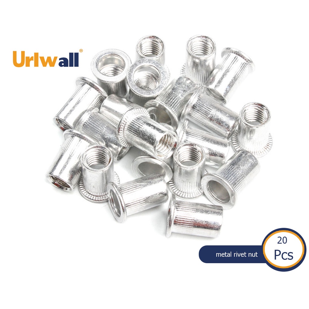 Urlwall 20Pcs M3 M4 M5 M6 M8 M10 Aluminum Alloy Rivet Nut Flat Head Home Hardware Repair ...