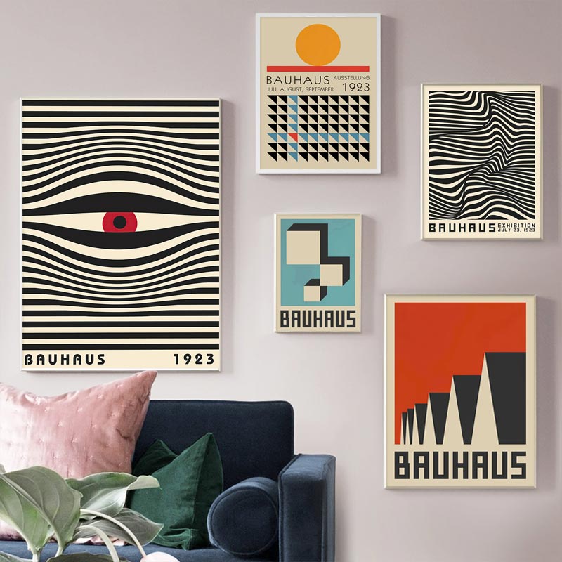 Abstract Bauhaus Lines Geometry Stripe Posters Nordic Vintage Pictures ...