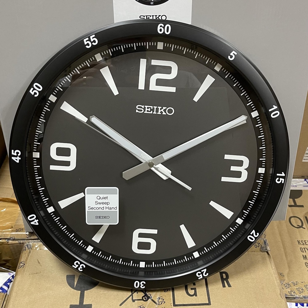 Seiko Clock QXA809K Quiet Sweep Second Hand Silent Movement Analog Black Wall Clock QXA809 ...