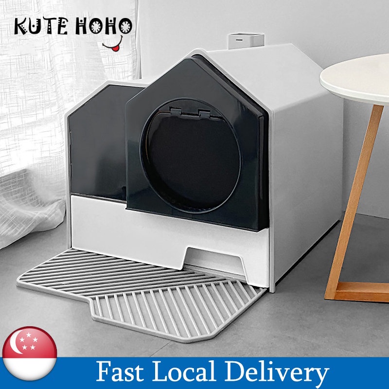 Cat Litter Box Odor-resistant Cats Sand Basin Anti-sand Plastic Kitten ...