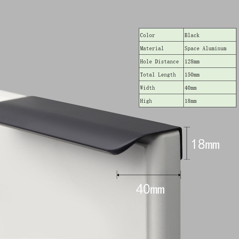 Black Back Mount Finger Edge Pull, Hidden Handle Concealed Tab Pulls ...