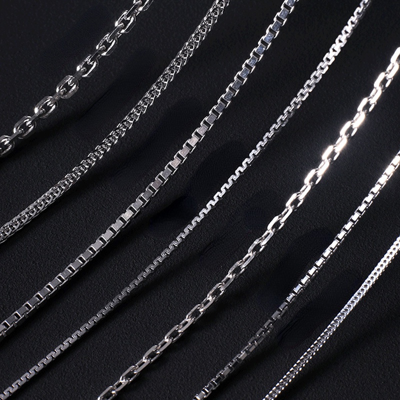 45-70cm S925 Sterling Silver Necklace Men 2-4mm Thick Chain Box Chain O ...