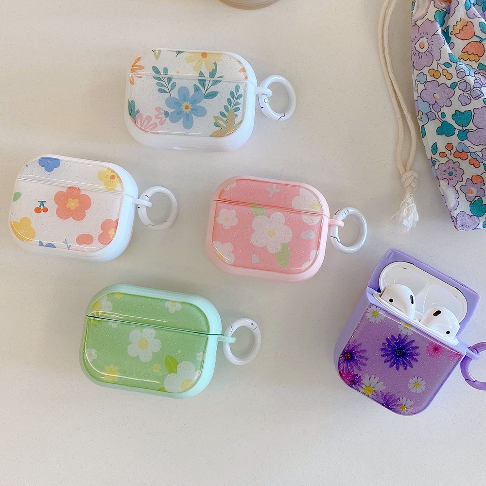 Case For AirPods Pro 2 Fresh Flowers Daisy Glitter Cover Cases For ...