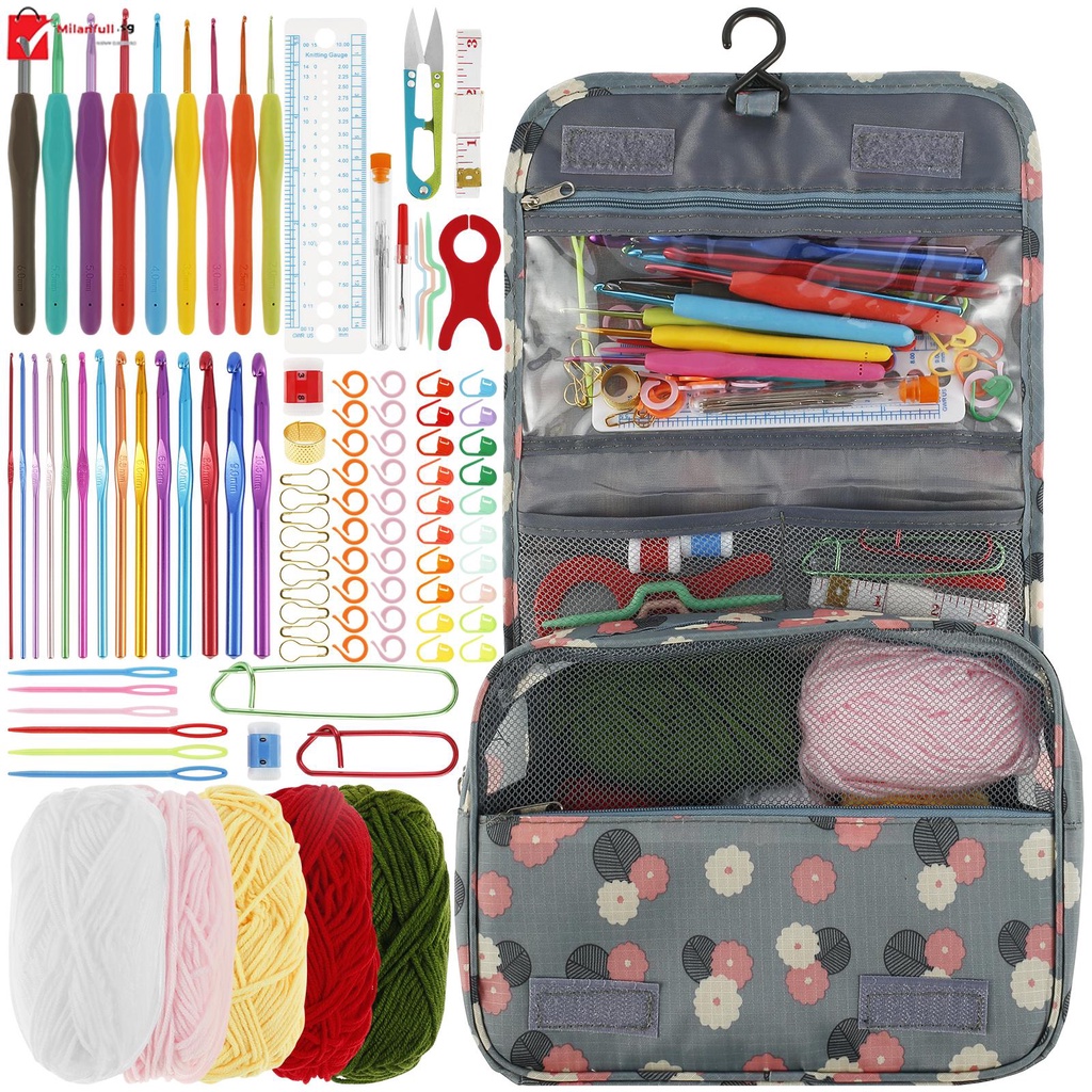 107Pcs Crochet Kit Portable Crochet Hook Set Colorful Crochet Starter ...