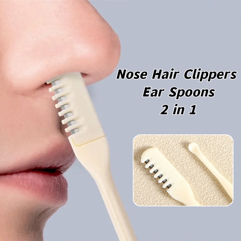 2 Pcs Double-ended Nose Hair Nostril Scissors Ear Pick Scoop Portable ...