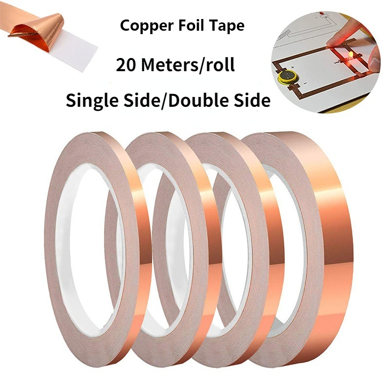 20meters/roll Adhesive Conductive Copper Foil Tape 5/6/8/10/15/20/25/30 ...