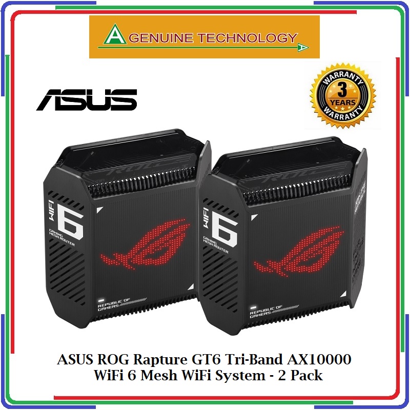 Asus ROG Rapture GT6 Tri-Band WiFi 6 Mesh WiFi System, 2.5 Gbps port ...