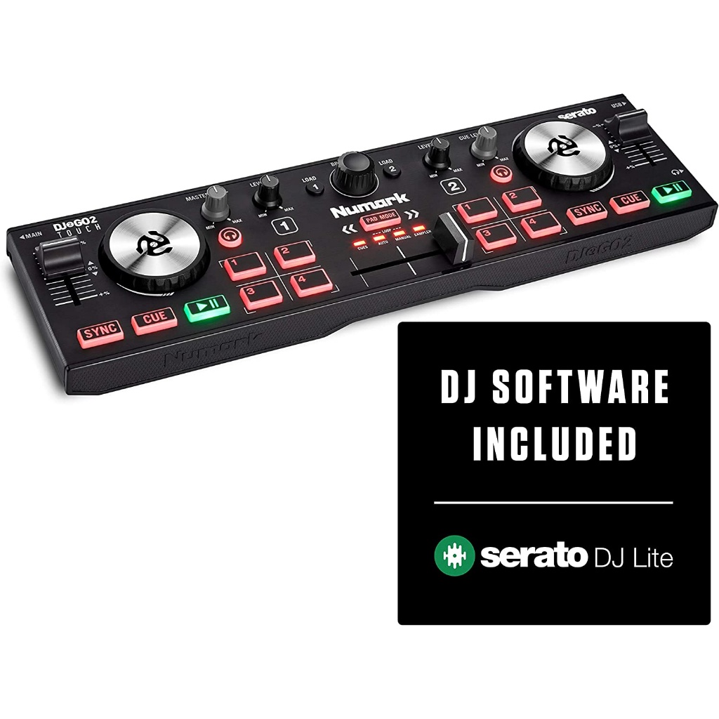 Numark DJ2GO2 Touch – Compact 2 Deck USB DJ Controller For Serato DJ ...