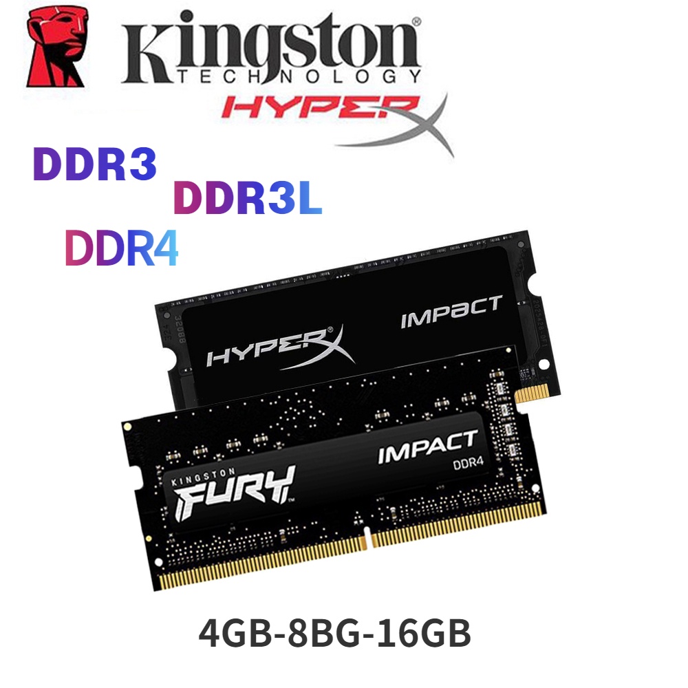 Notebook Memory DDR3 DDR4 RAM Kingston Hyperx Fury 4GB 8GB 16GB 1600 2400 2600 3200MHz 260pin 1 ...