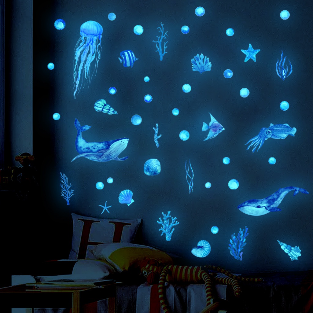 sticker underwater Glow in The Dark Under The Sea Wall Decals Glowing ...