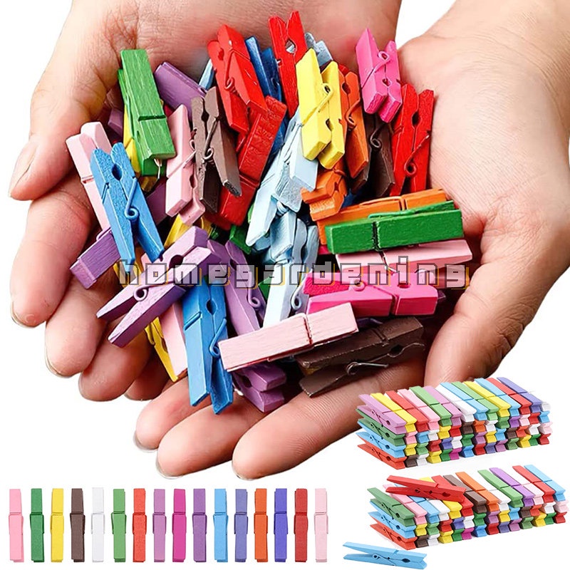 100Pcs Colorful Wooden Clips Natural Wood Clamp Picture Clips Mini ...