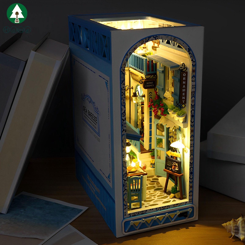 DIY Book Nook Kit 3D Wooden Puzzle Bookshelf Insert Decor with Warm ...