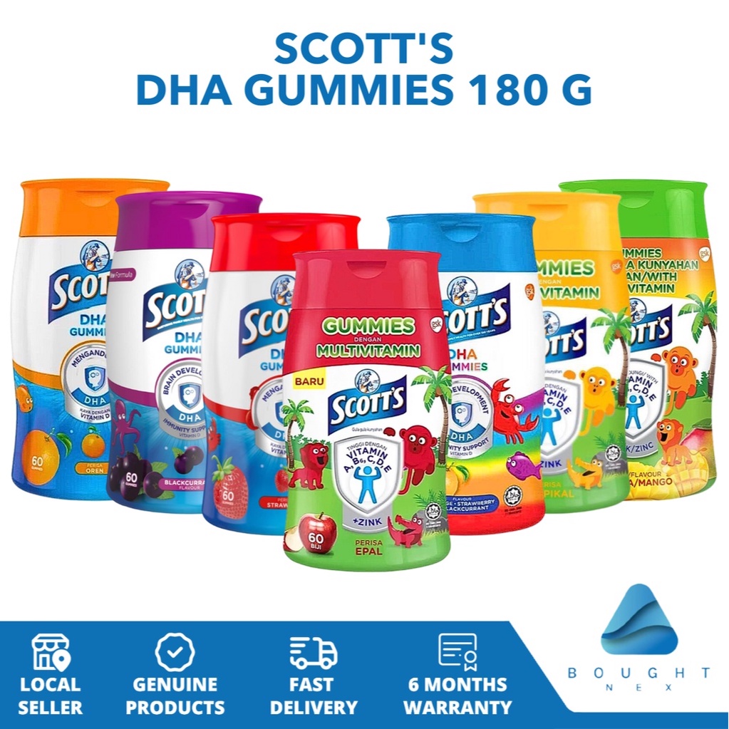 Scott's Omega-3 DHA Gummies - 180g, 60's, Boost Brain Health, 6 ...