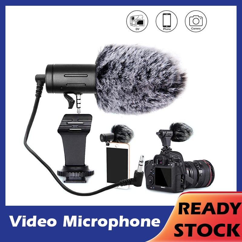 Universal Video Microphone with Shock Mount 3.5mm Phone Microphone ...