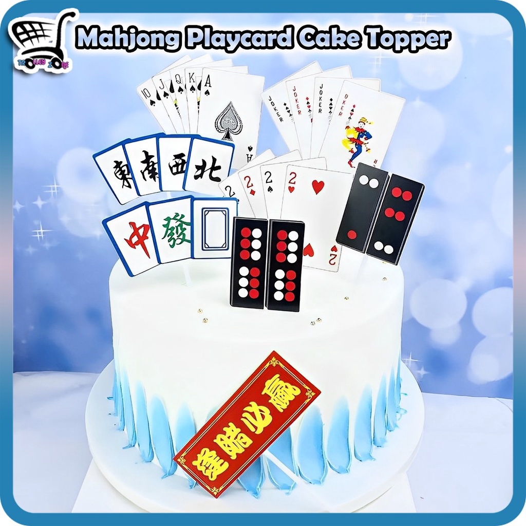 Mahjong PlayCard Cake Topper Birthday Topper Cake Decorations Kek ...